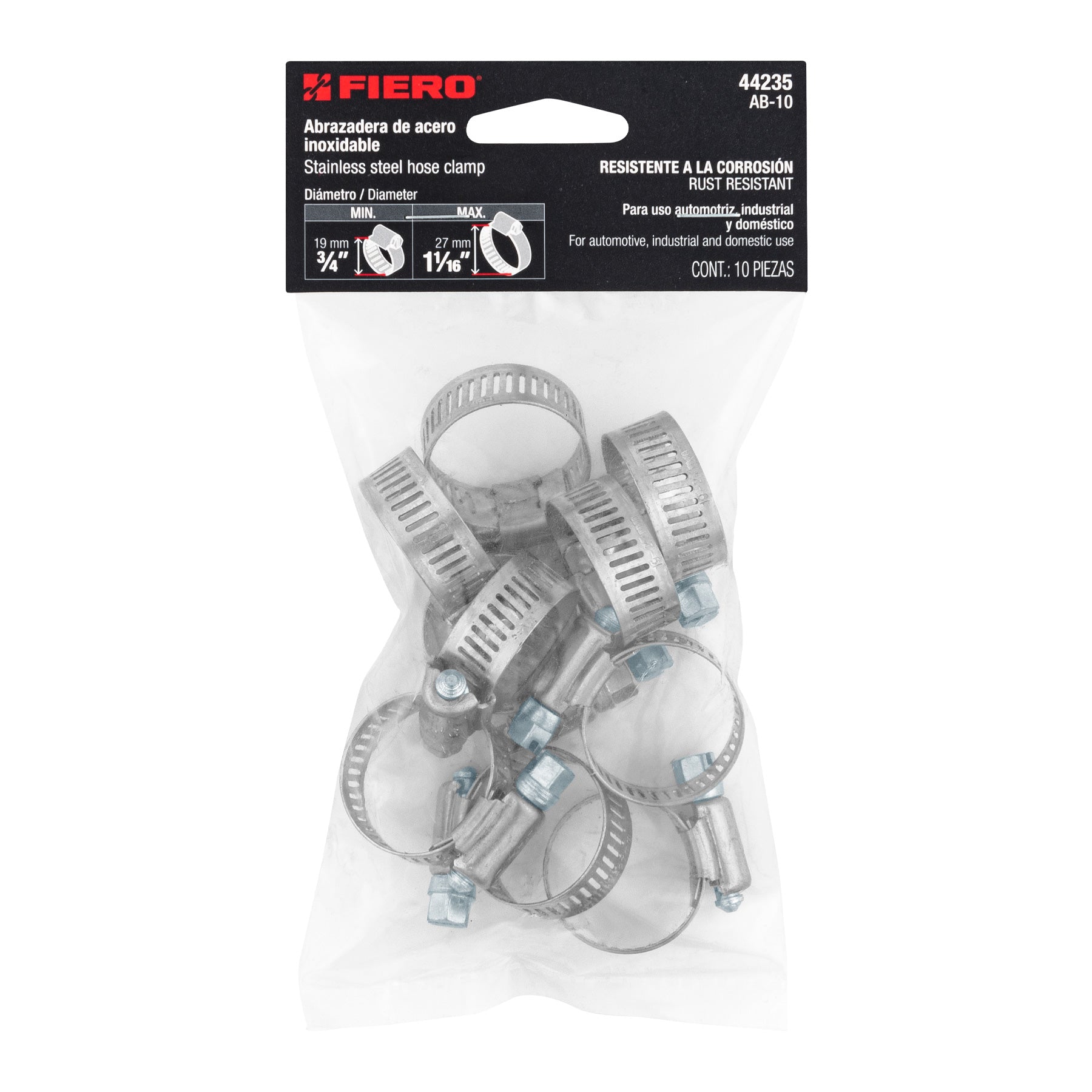 Abrazadera Sin Fin No 10 Bolsa 10 Piezas Fiero