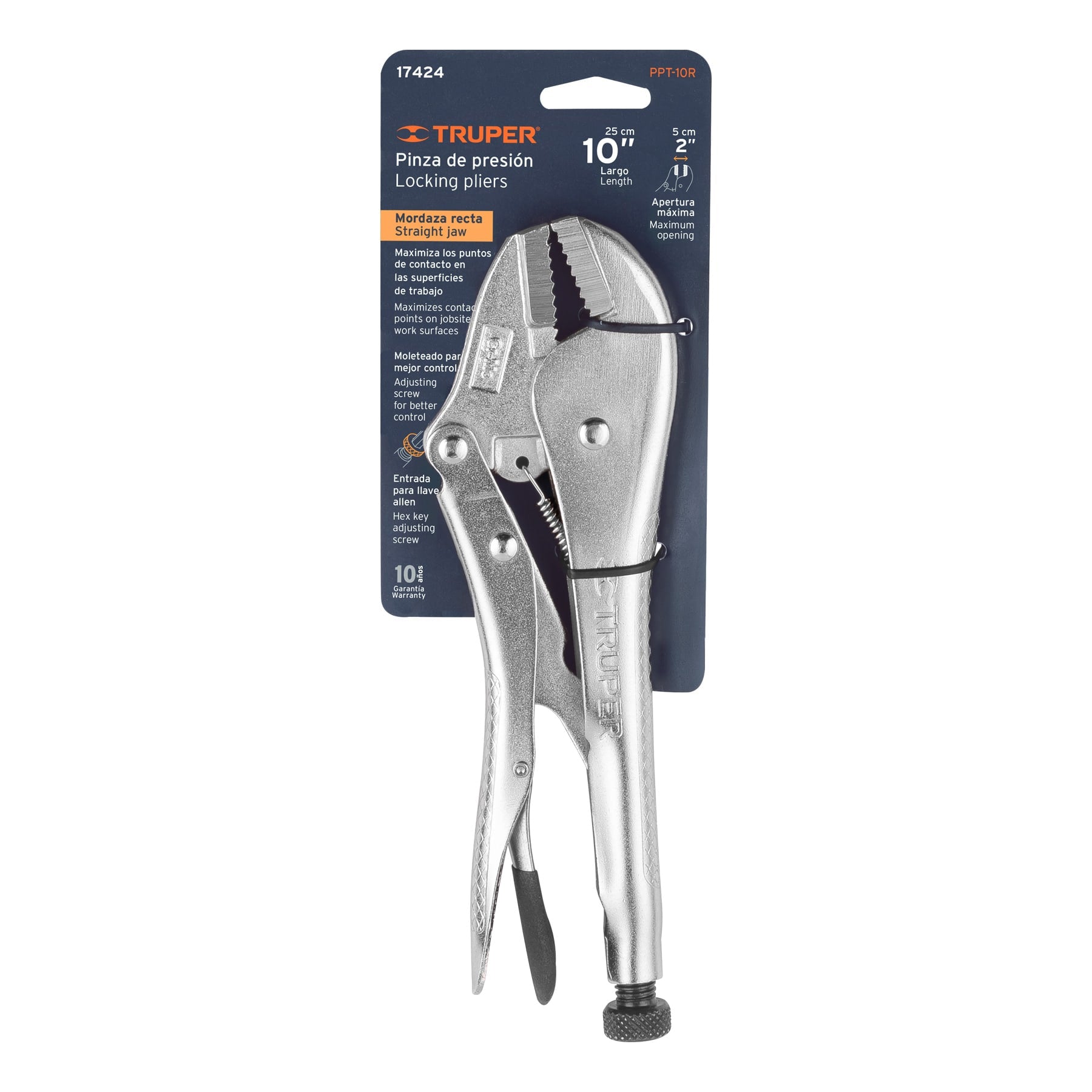 Pinza de Presion Mordaza Recta 10" Truper