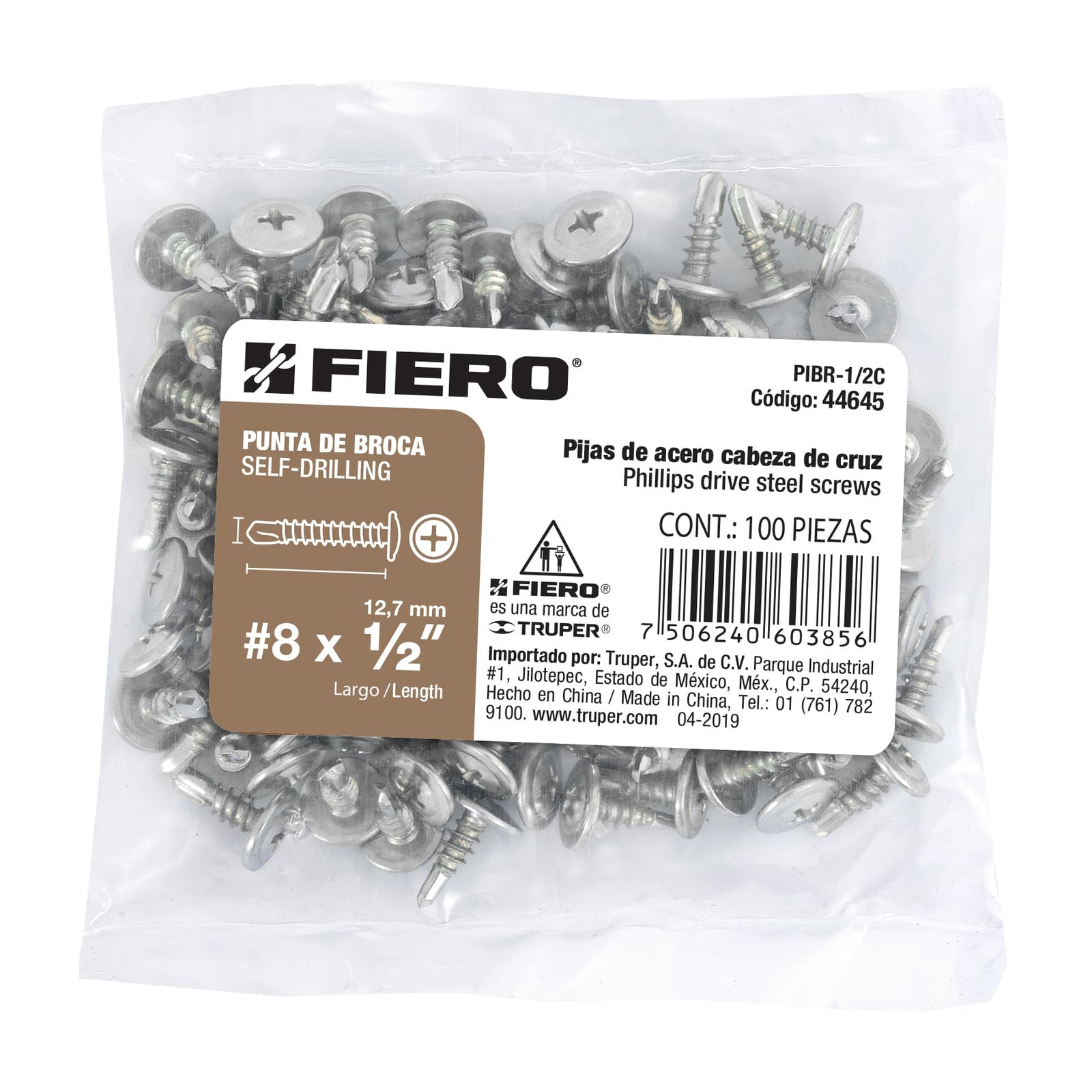 Pija Punta de Broca No 8 x 1/2" (13 mm) Fiero por Pieza