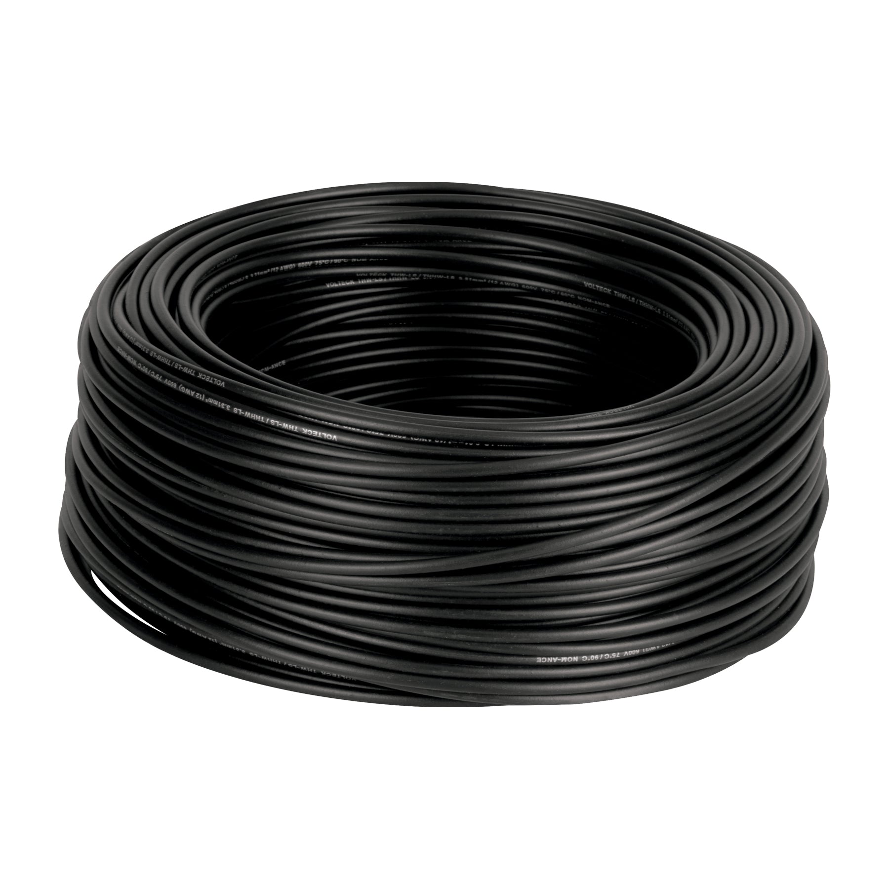 Cable THHW-LS 12 AWG Volteck Negro Rollo 100 Metros