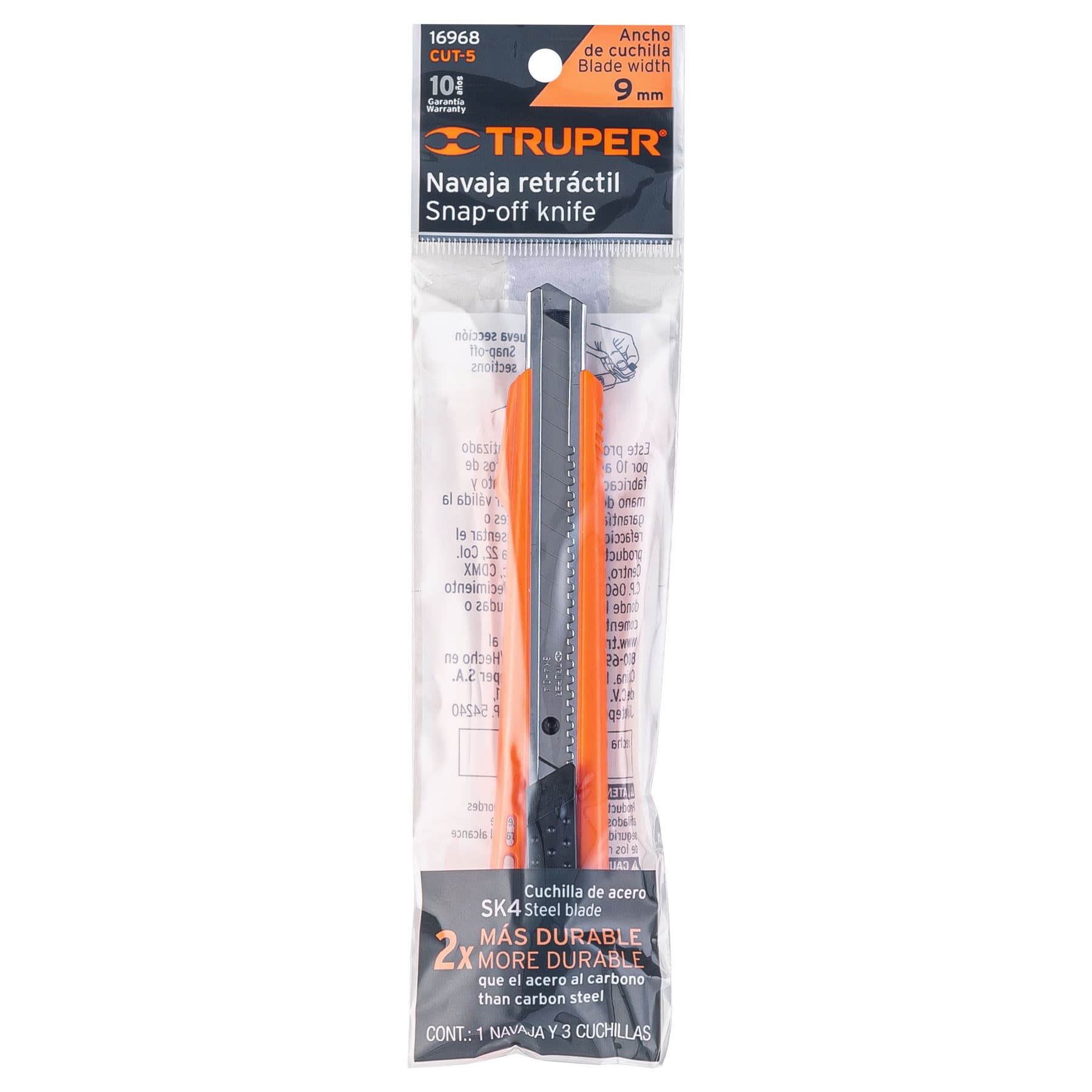 Cutter 9 mm Cuerpo de Plastico Alma Metalica Truper