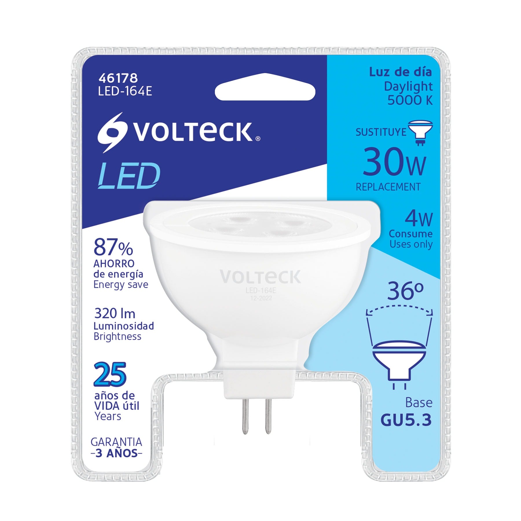 Foco LED MR16 Base GU5.3 de 4 Watts Volteck Luz de Dia