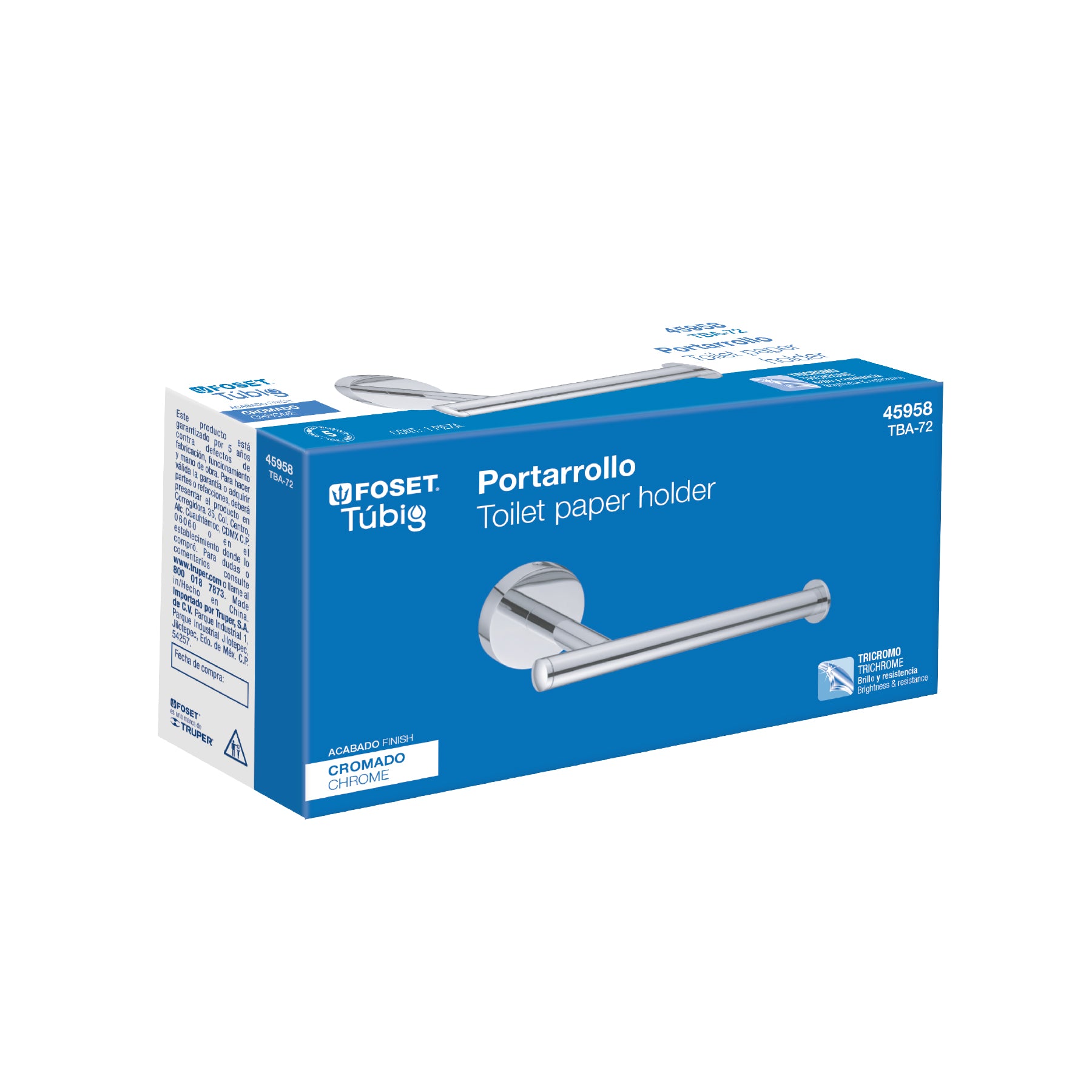 Portarrollo Metalico FOSET TUBIG Acabado Cromo