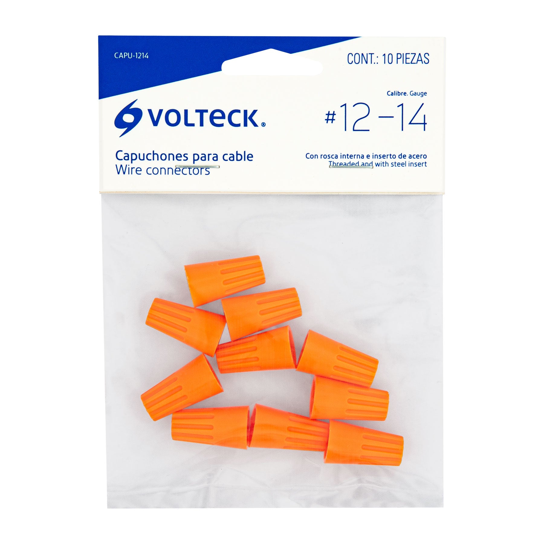 Capuchones para Cable Calibre 12 a 14 AWG Naranja Bolsa con 10 Piezas