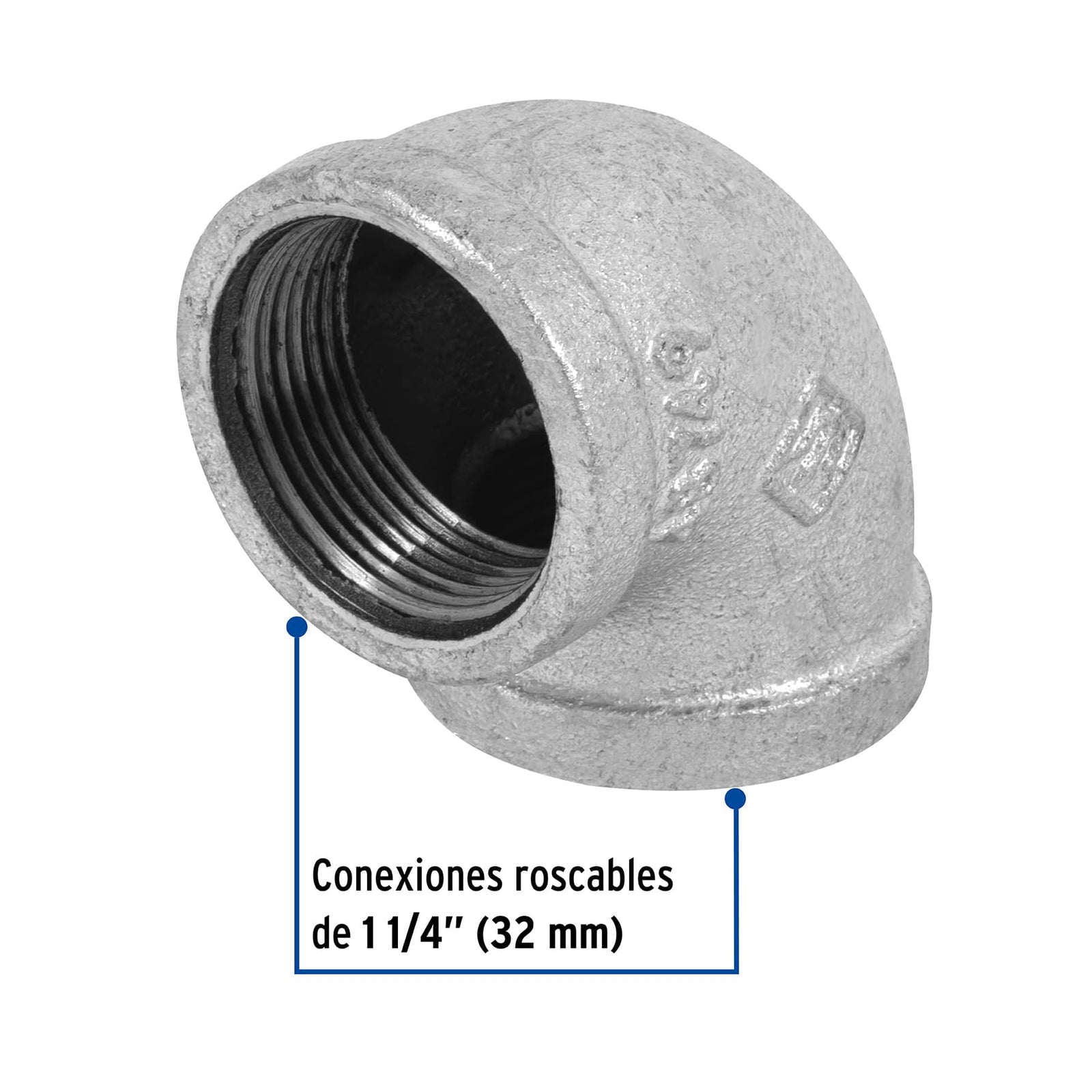 Codo Galvanizado 90° x 1"1/4 (32 mm) Galvaflow