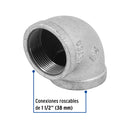 Codo Galvanizado 90° x 1"1/2 (38 mm) Galvaflow