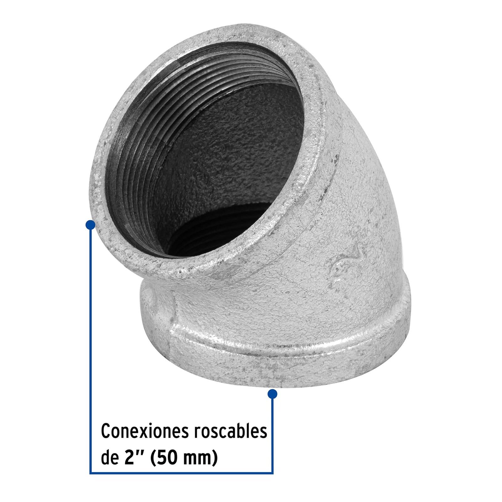 Codo Galvanizado 45° x 2" (50 mm) Galvaflow