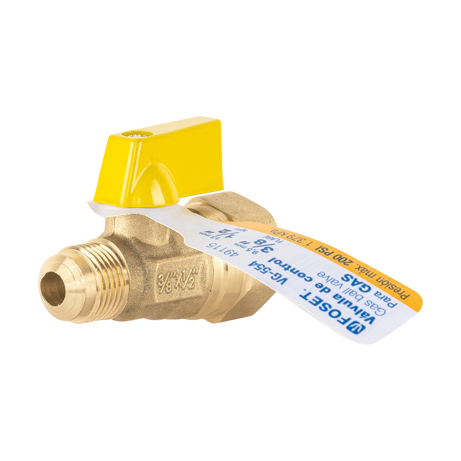 Valvula de Paso para Gas 3/8" Flare X 1/2" NPT Foset